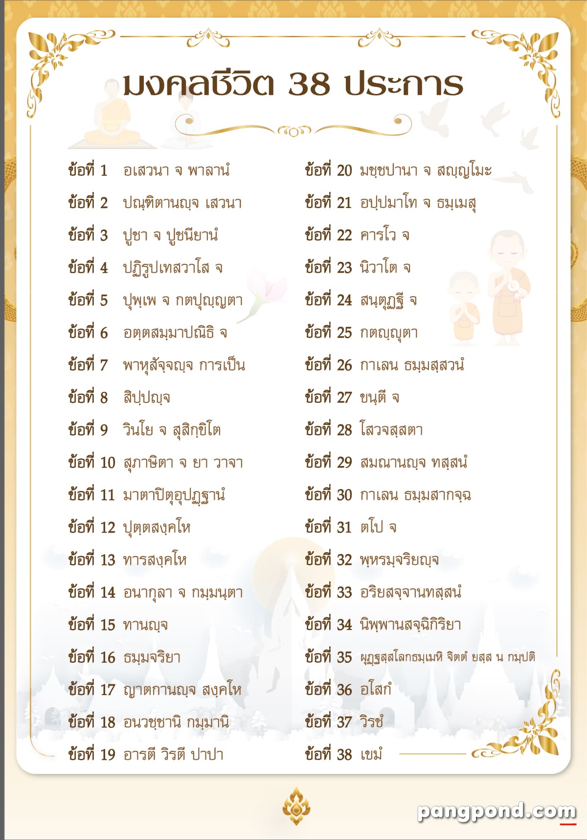 มงคลสูตรคําฉันท์สิ่งนี้ไม่เคยมีใครบอกคุณครบ มงคล 38 ประการ?